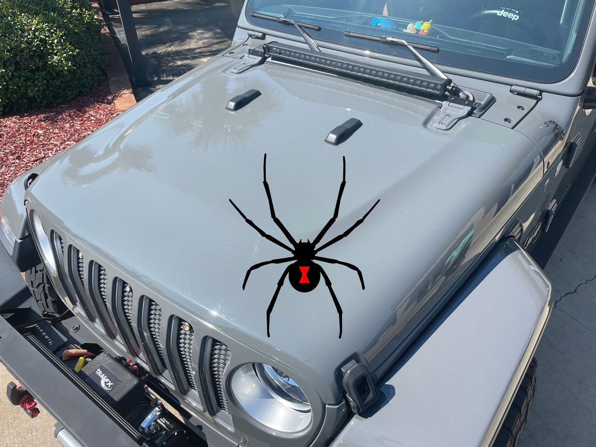 Black Widow Spider Hood Decal for Jeep | 19 x 16 in. – iCutDecals